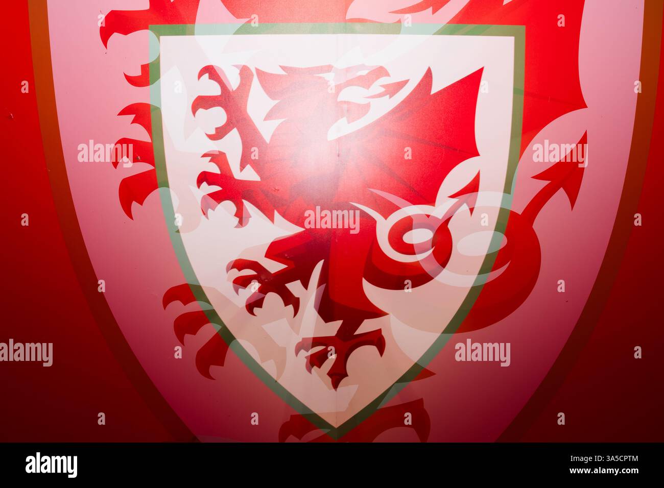 CARDIFF, WALES - 22 MARCH 2025: Wales badge during the 2026 FIFA World ...