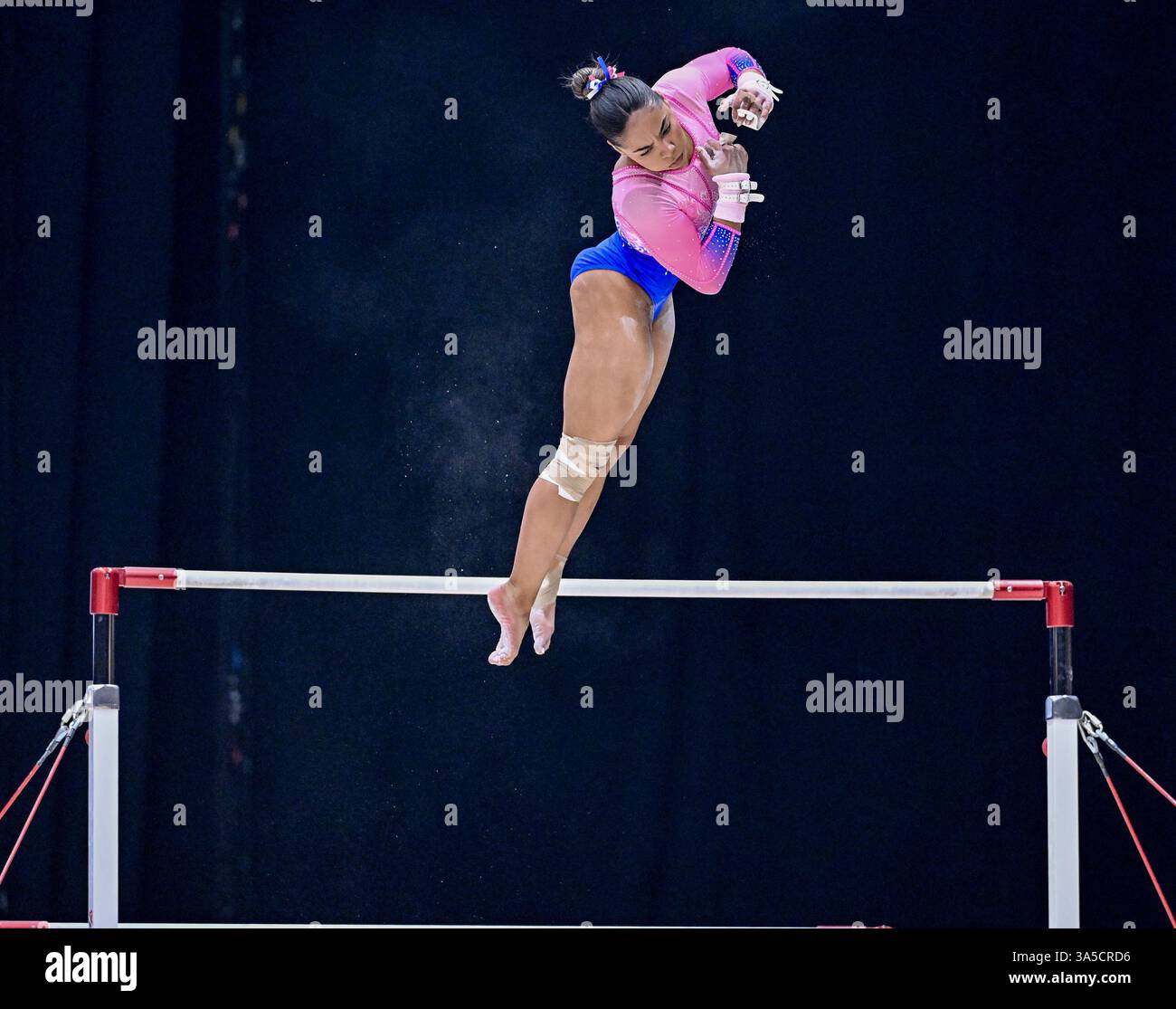 Liverpool, England, UK. 22nd Mar, 2025. LEAT Alia on the Uneven Bars ...