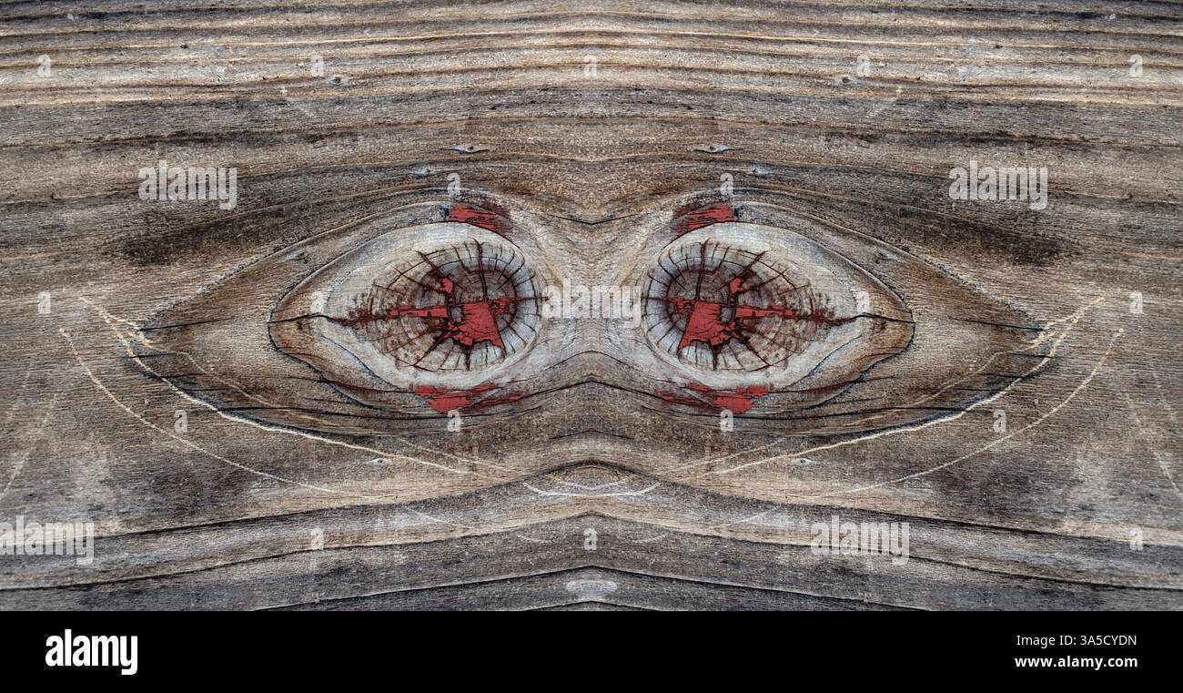 Bilateral symmetry created with mirror images of wood grain and knots ...