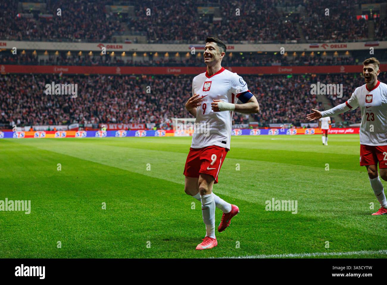 Robert Lewandowski seen celebrating after scoring goal during World Cup ...