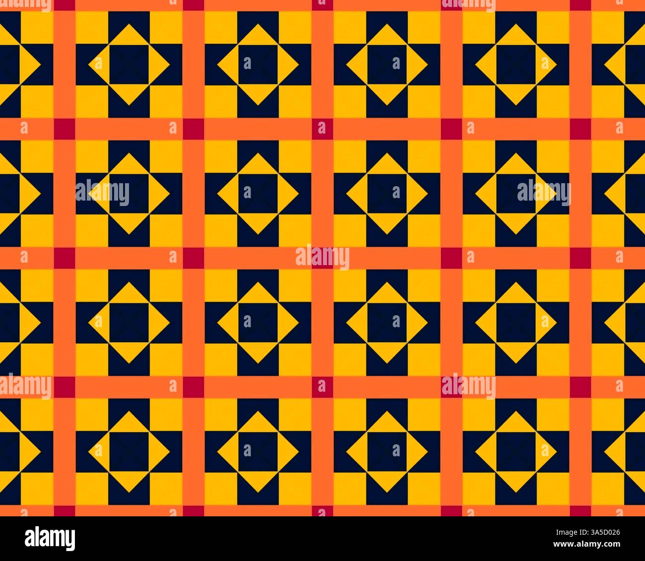A vibrant geometric pattern with alternating star shapes and squares in ...