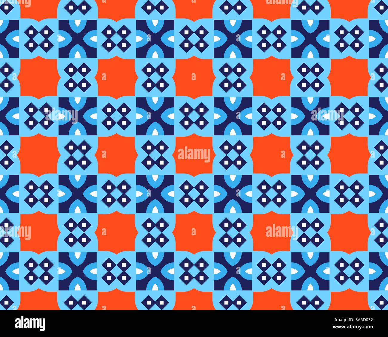 A vibrant geometric pattern featuring alternating red squares and blue ...