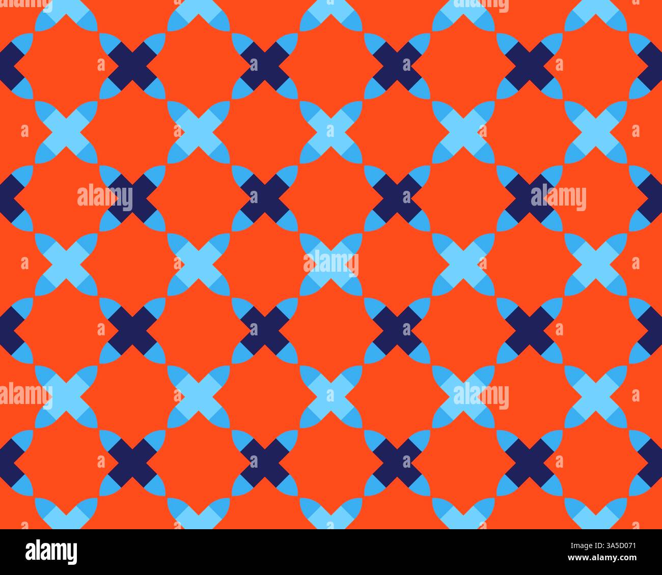 A seamless geometric pattern with blue and dark blue X shapes on an ...