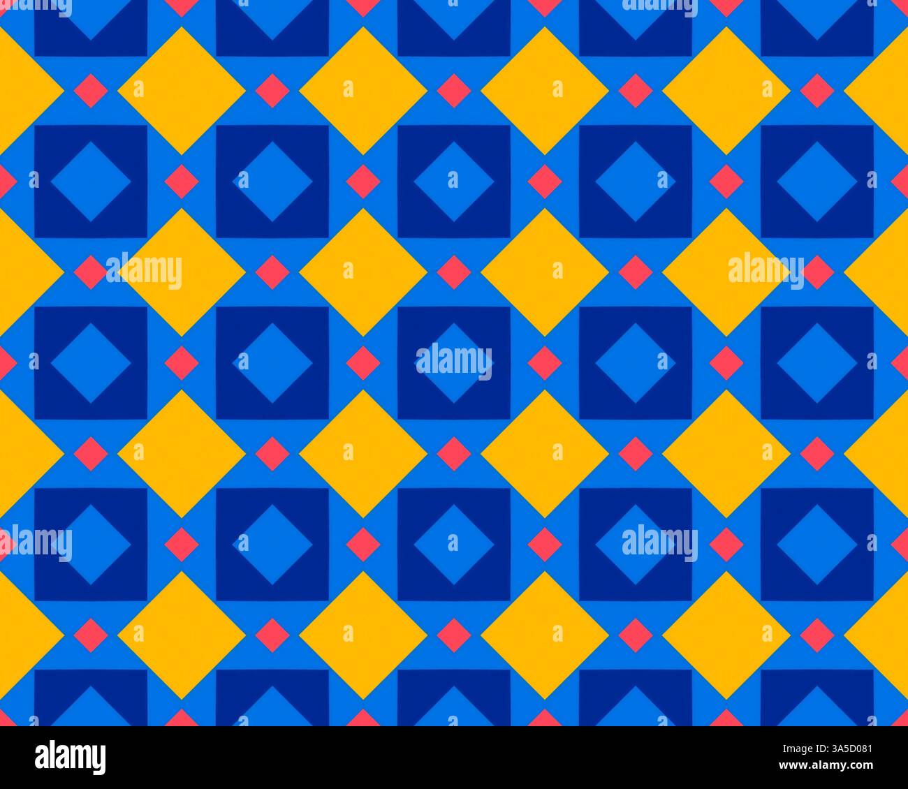 A vibrant geometric pattern featuring blue and yellow diamond shapes ...