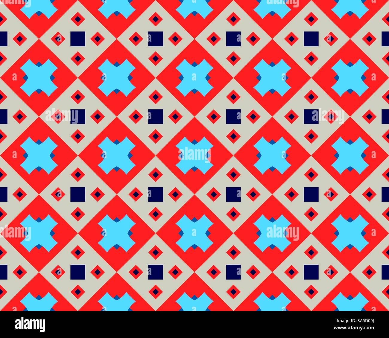 A geometric pattern with red and blue diamond shapes on a beige ...