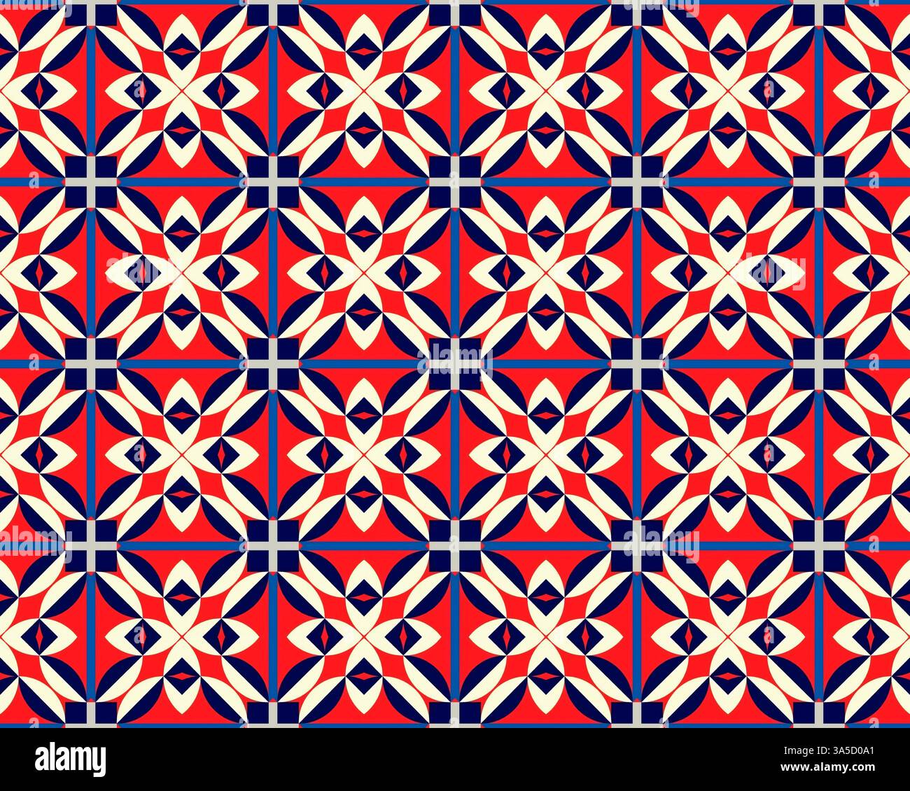 This seamless pattern displays a vibrant arrangement of geometric ...