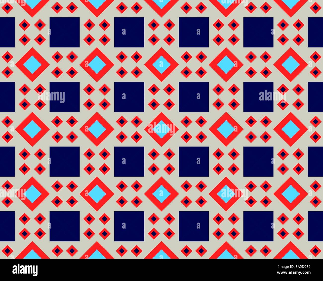 A geometric pattern with red and blue diamond shapes on a beige ...