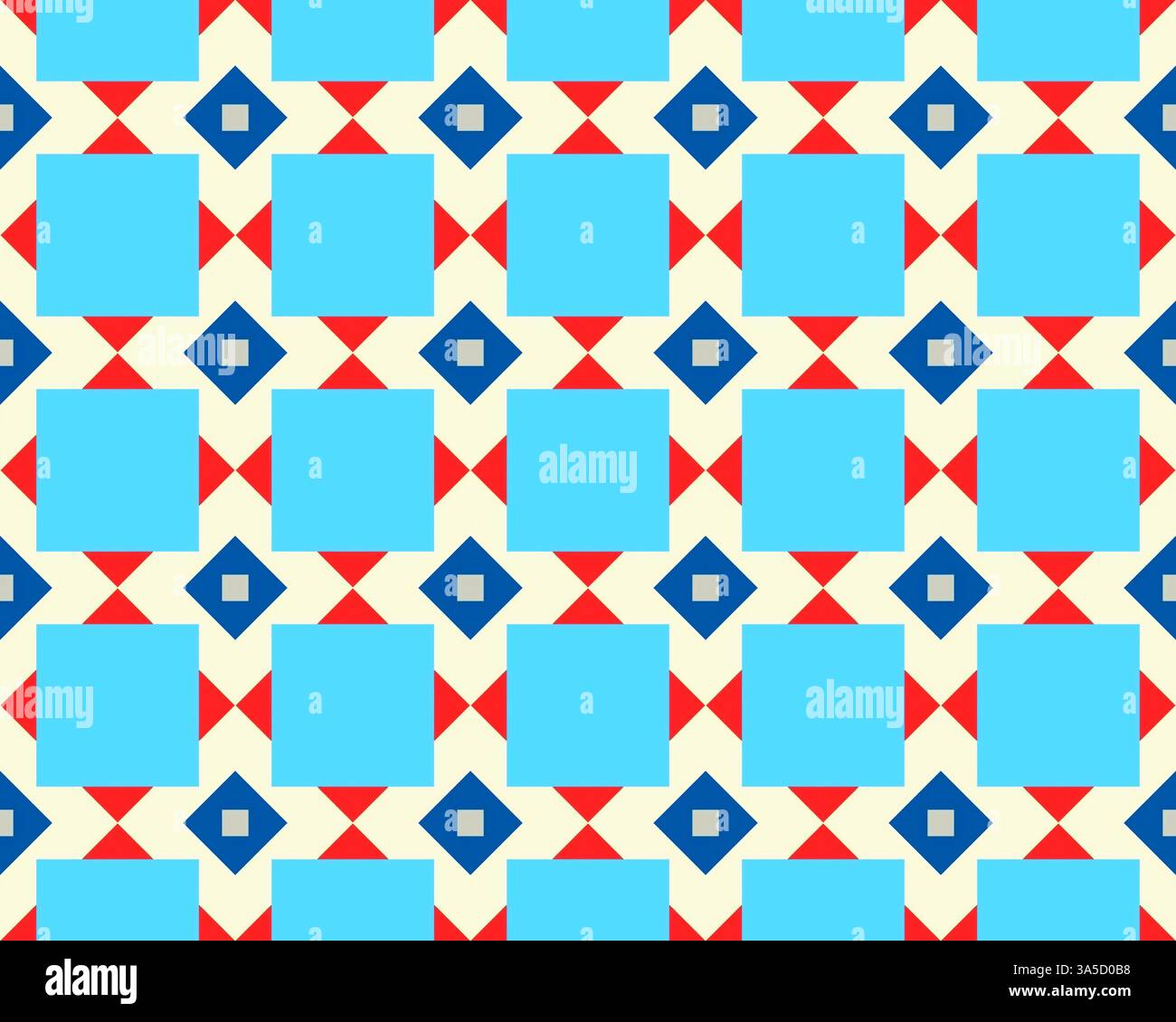 This seamless pattern showcases a vibrant design of blue squares and ...