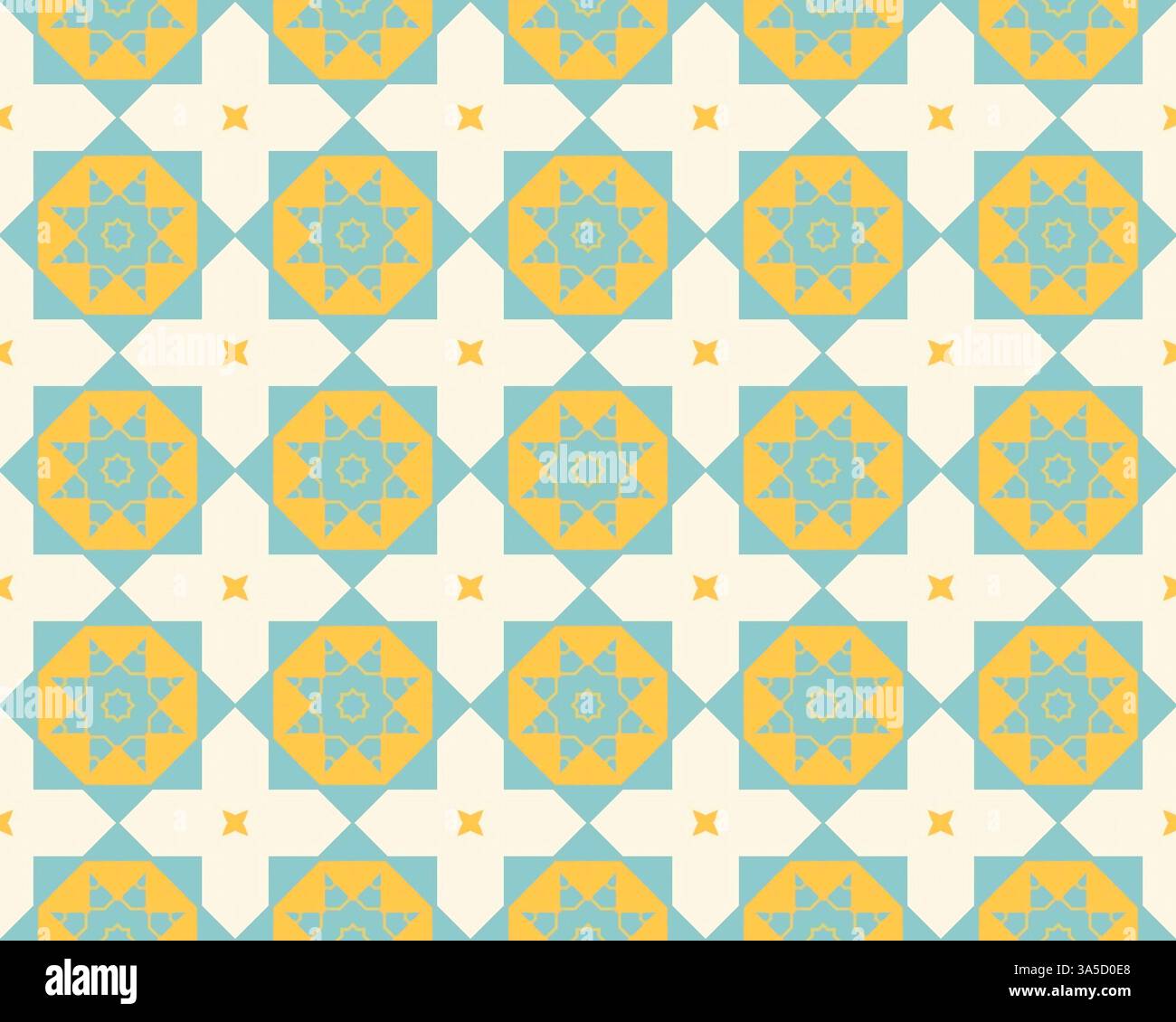 Elegant seamless pattern showcases alternating blue and yellow star ...
