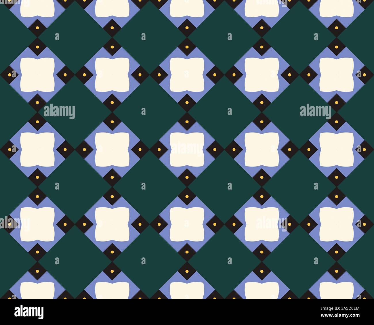 This seamless pattern features a blend of geometric shapes and colors ...