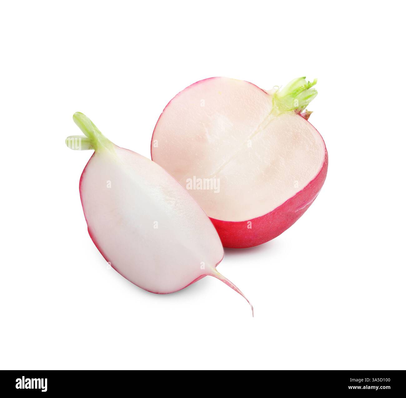 Cut fresh radishes isolated on white. Root vegetables Stock Photo - Alamy
