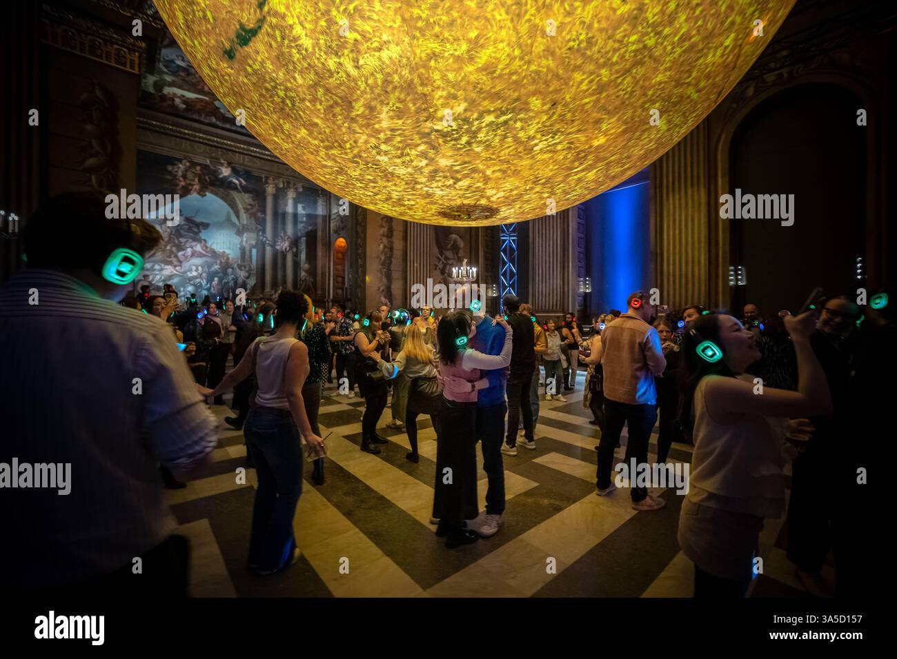 London, UK. 22nd March, 2025. Silent Disco under ‘Helios’, the new ...