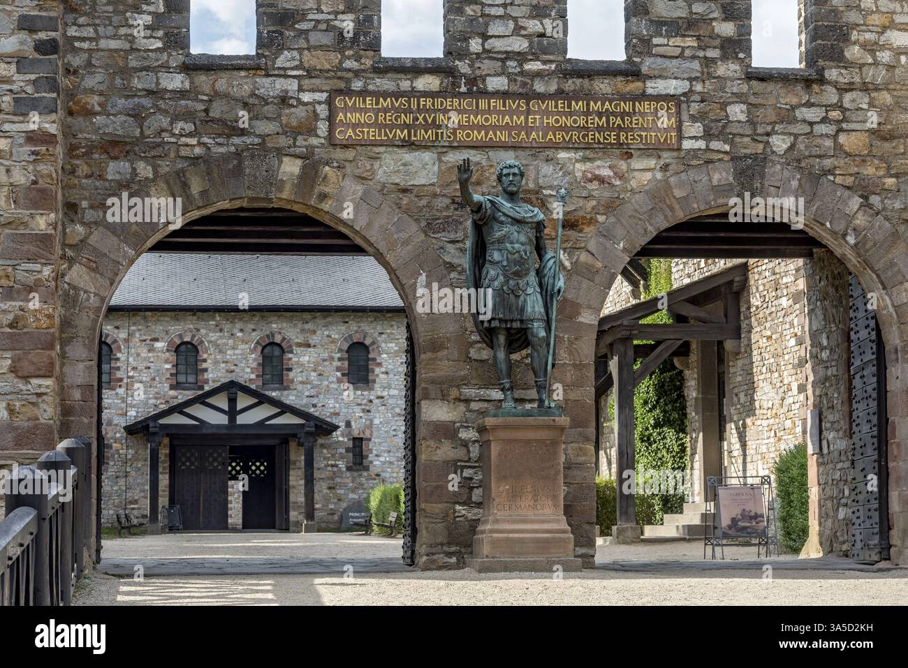 Main gate, Porta Praetoria with bronze statue of Emperor Antoninus Pius ...