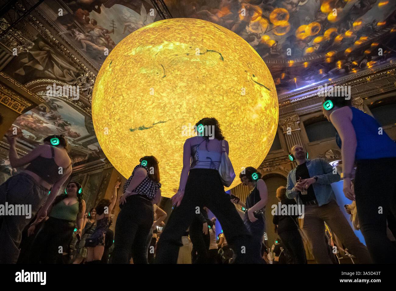 London, UK. 22nd March, 2025. Silent Disco under ‘Helios’, the new ...