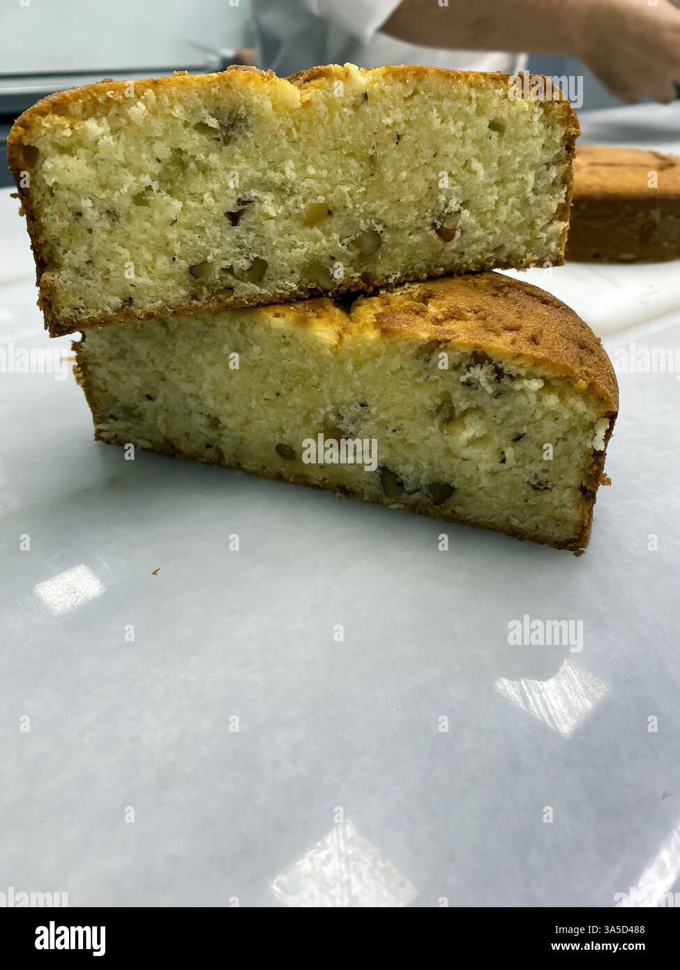 Delicious bakery goods are being showcased, featuring a soft and moist ...