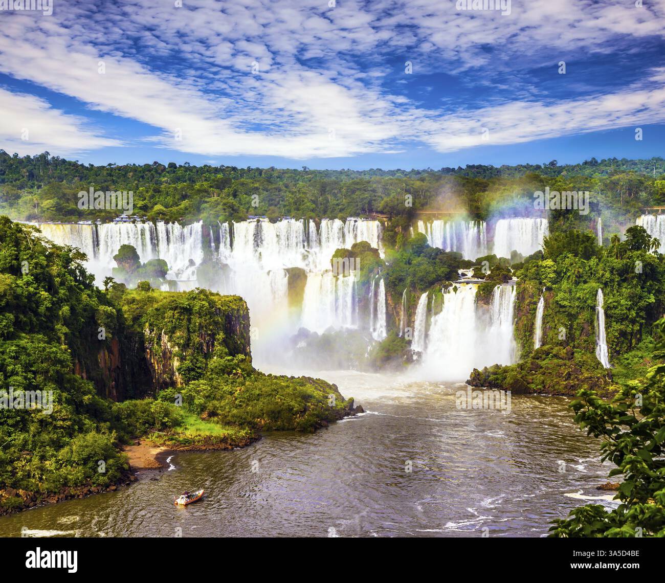 Concept of active and extreme tourism. Incredible exotic waterfalls of ...