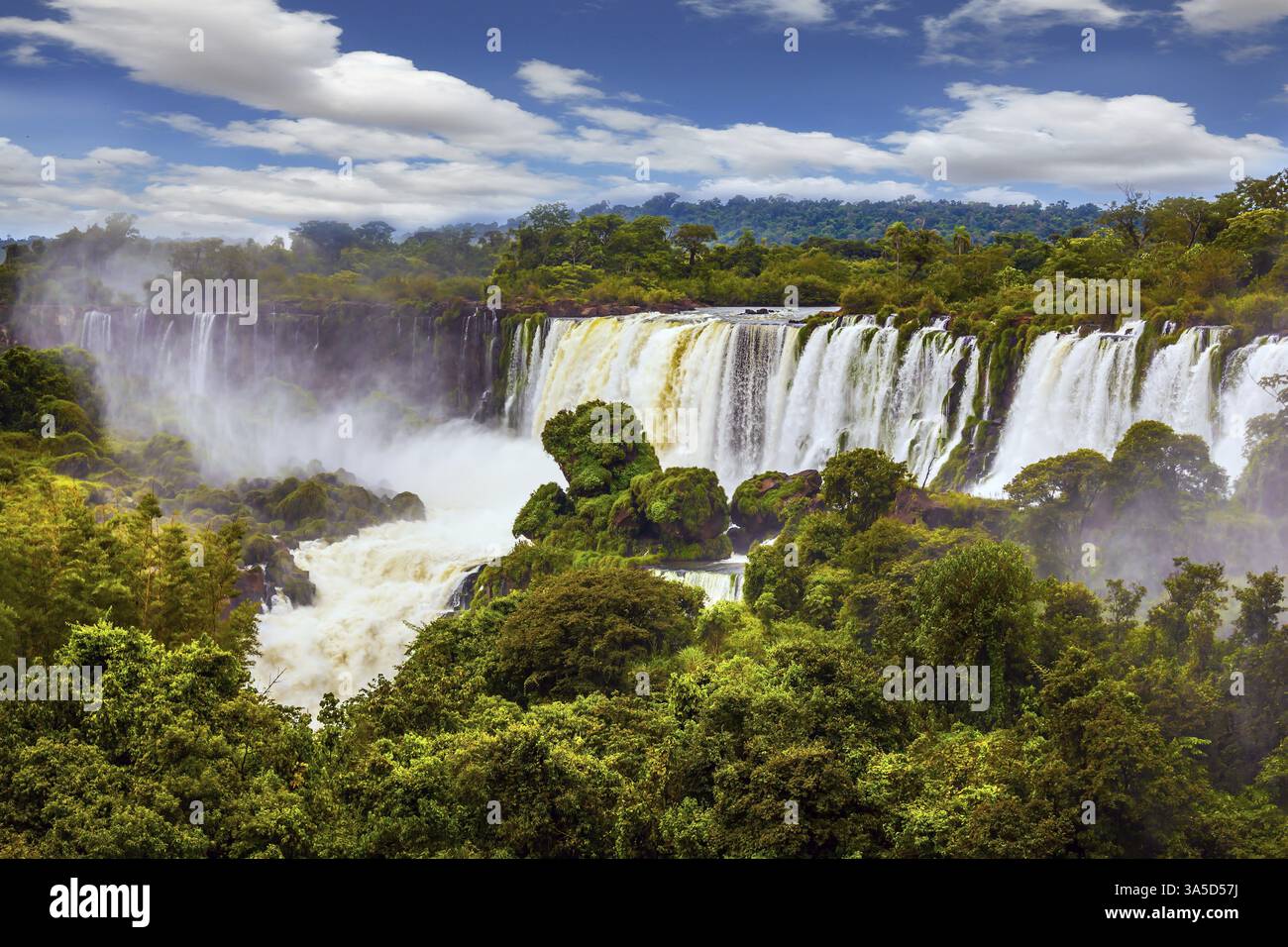 The waterfalls Iguazu. World of falling water. Picturesque basaltic ...