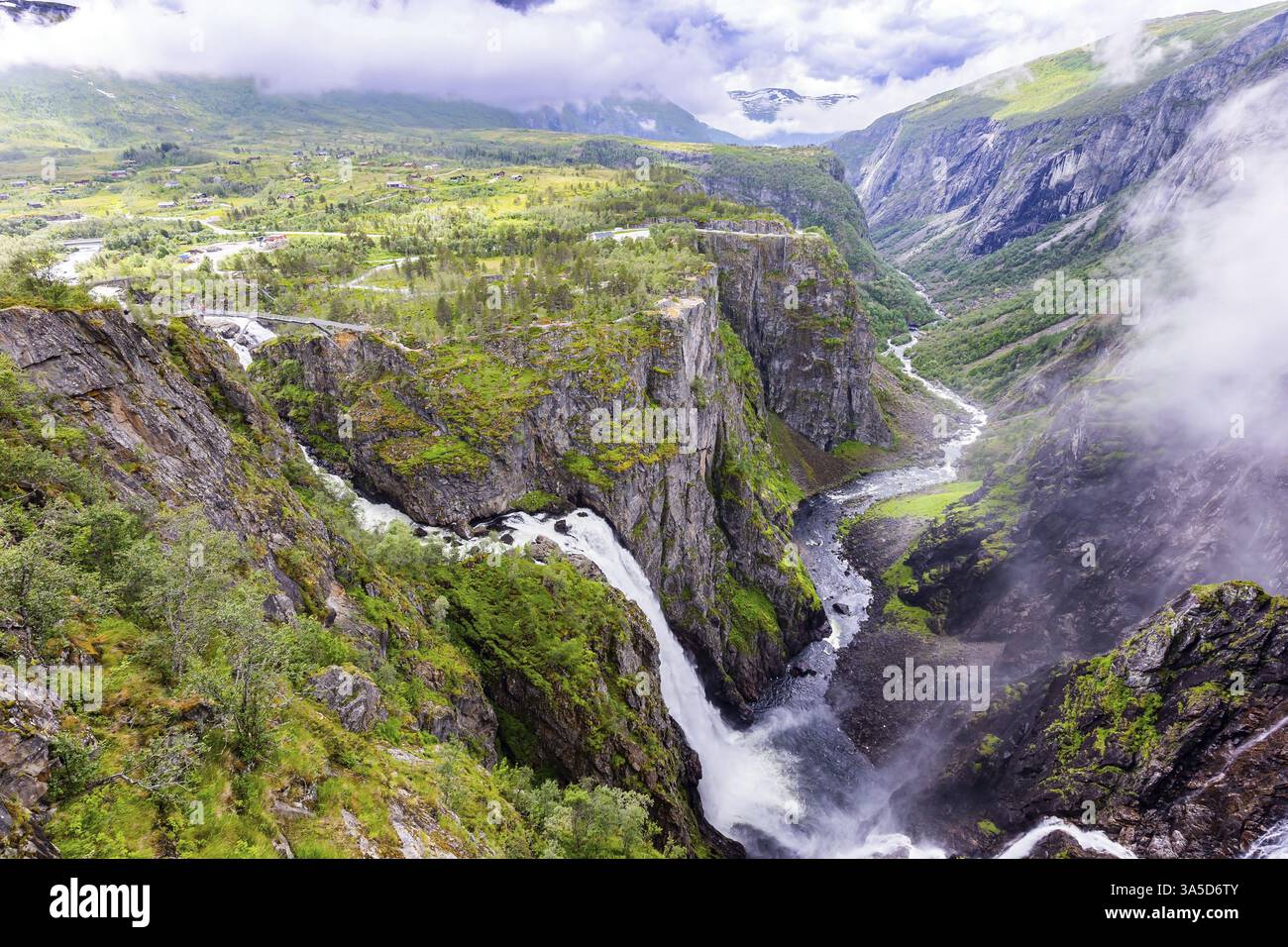 Voringsfossen is a majestic waterfall on the Hardangerfjord. The ...