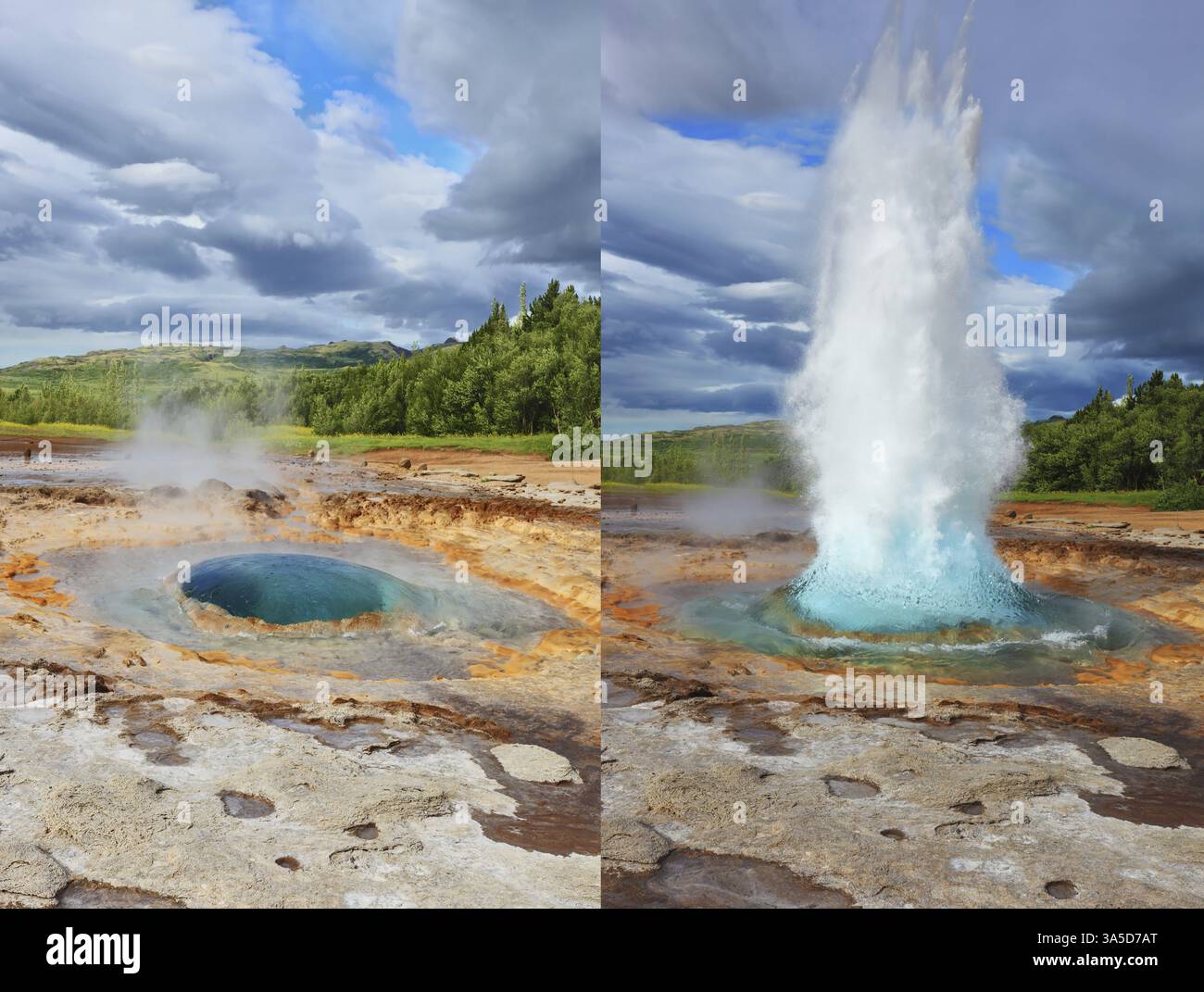 Collage showing different phases of the action of the geyser. Geyser ...