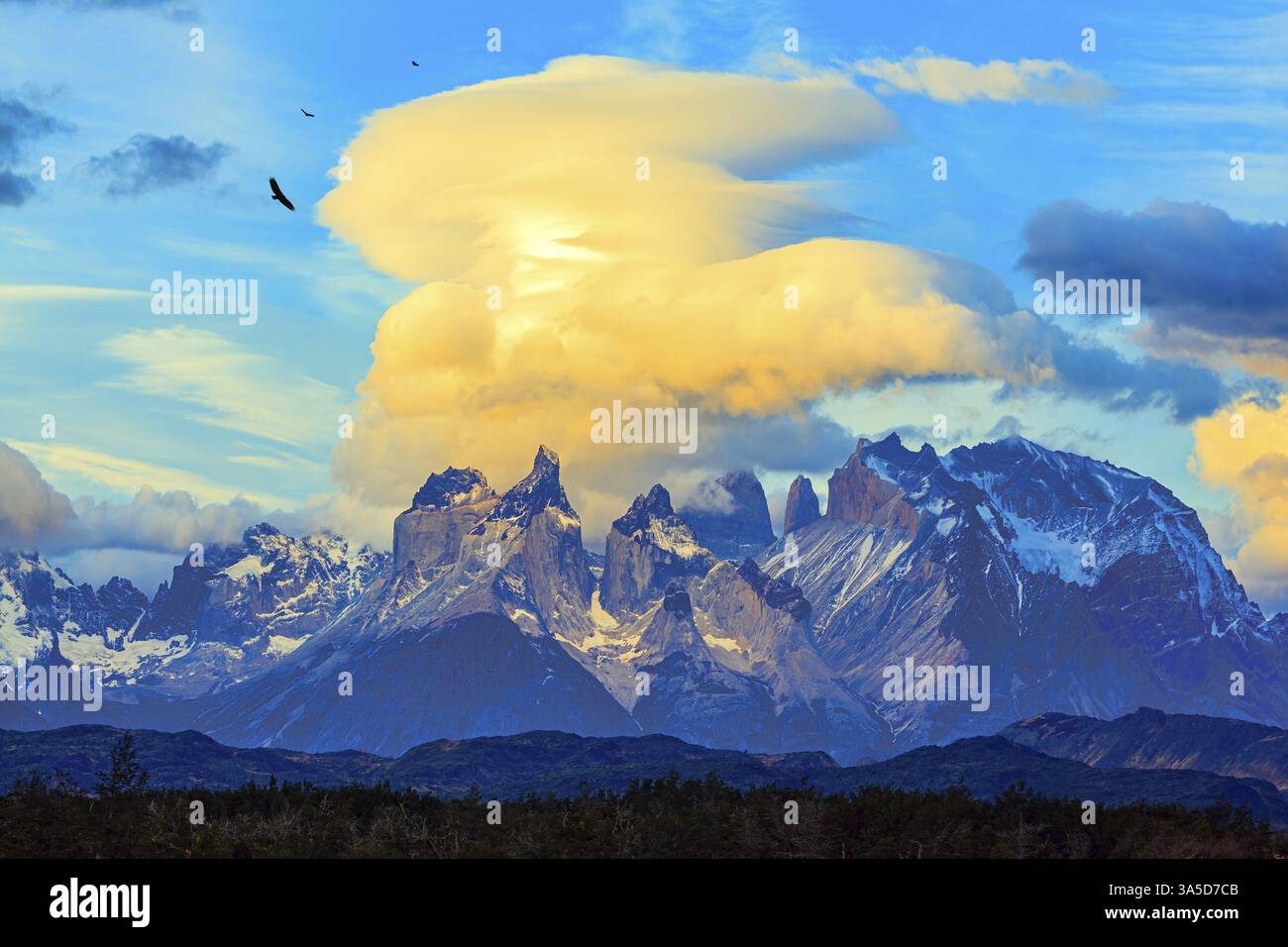 Chile. Torres del Paine National Park. The massive granite towers of ...