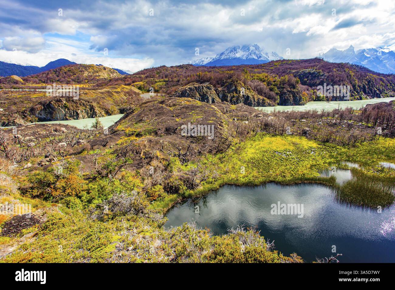 The picturesque River Gray is fed by the glacial melt waters of Lake ...