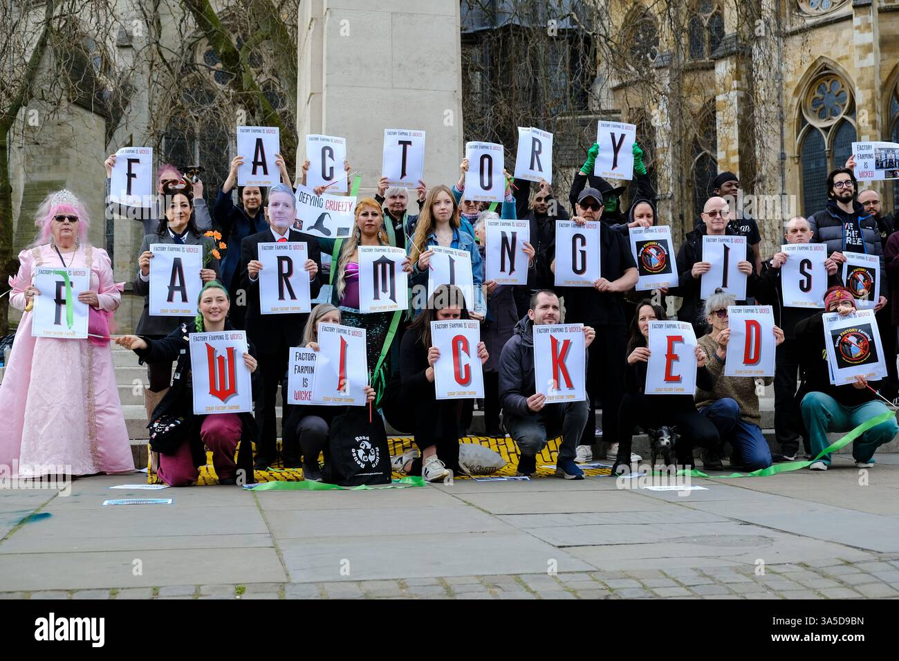 London, UK. 22nd March, 2025. Activists from the Scrap Factory Farming ...