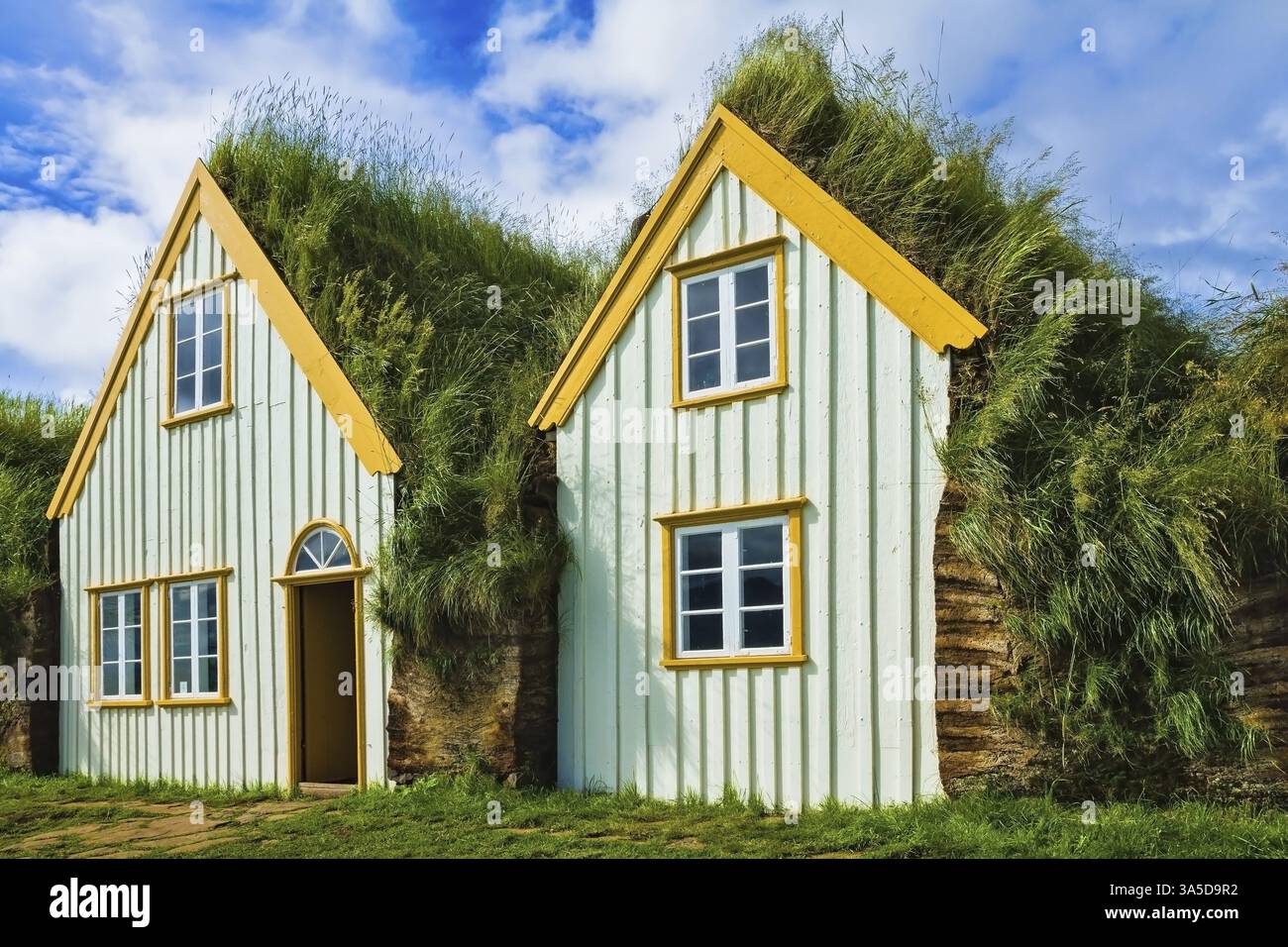 The recreated village - museum of first settlers in Iceland. Village of ...
