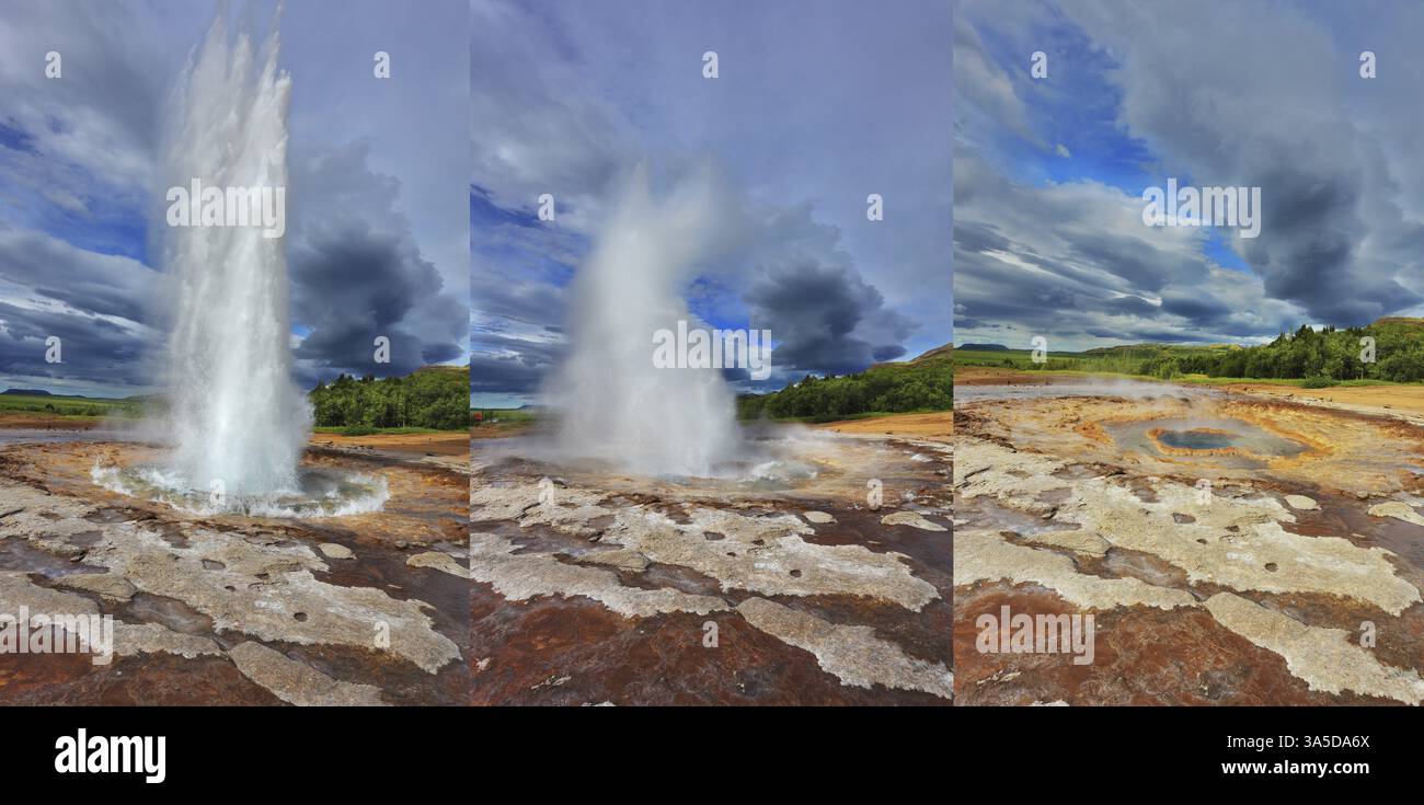 Collage showing different phases of the action of the geyser. Geyser ...