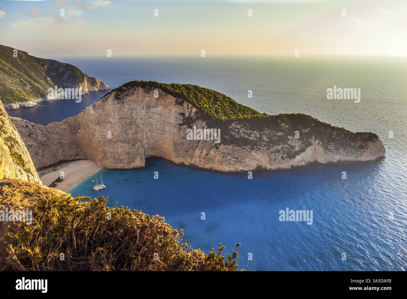 The magical island of Zakynthos on the Mediterranean. The cove with a ...
