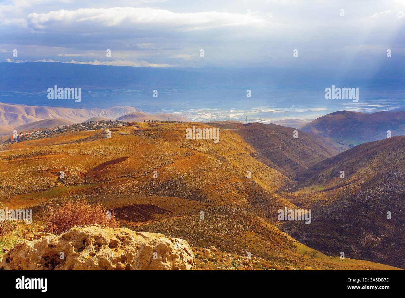 Legendary Dead Sea. Ancient terracotta-colored mountains surround the ...