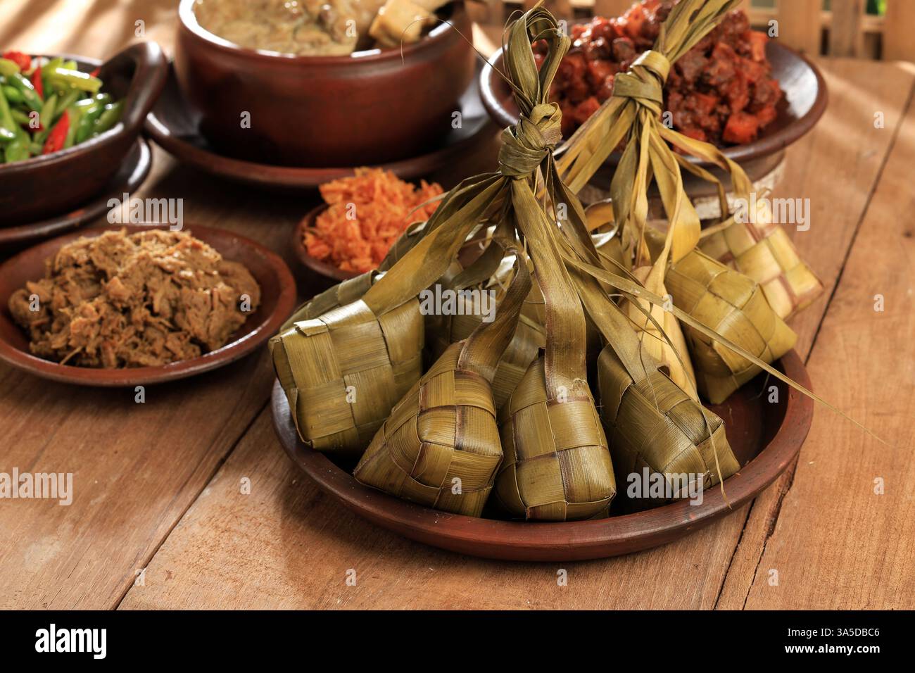 Ketupat Lebaran with various Side Dish Menu, Indonesian Popular Menu ...