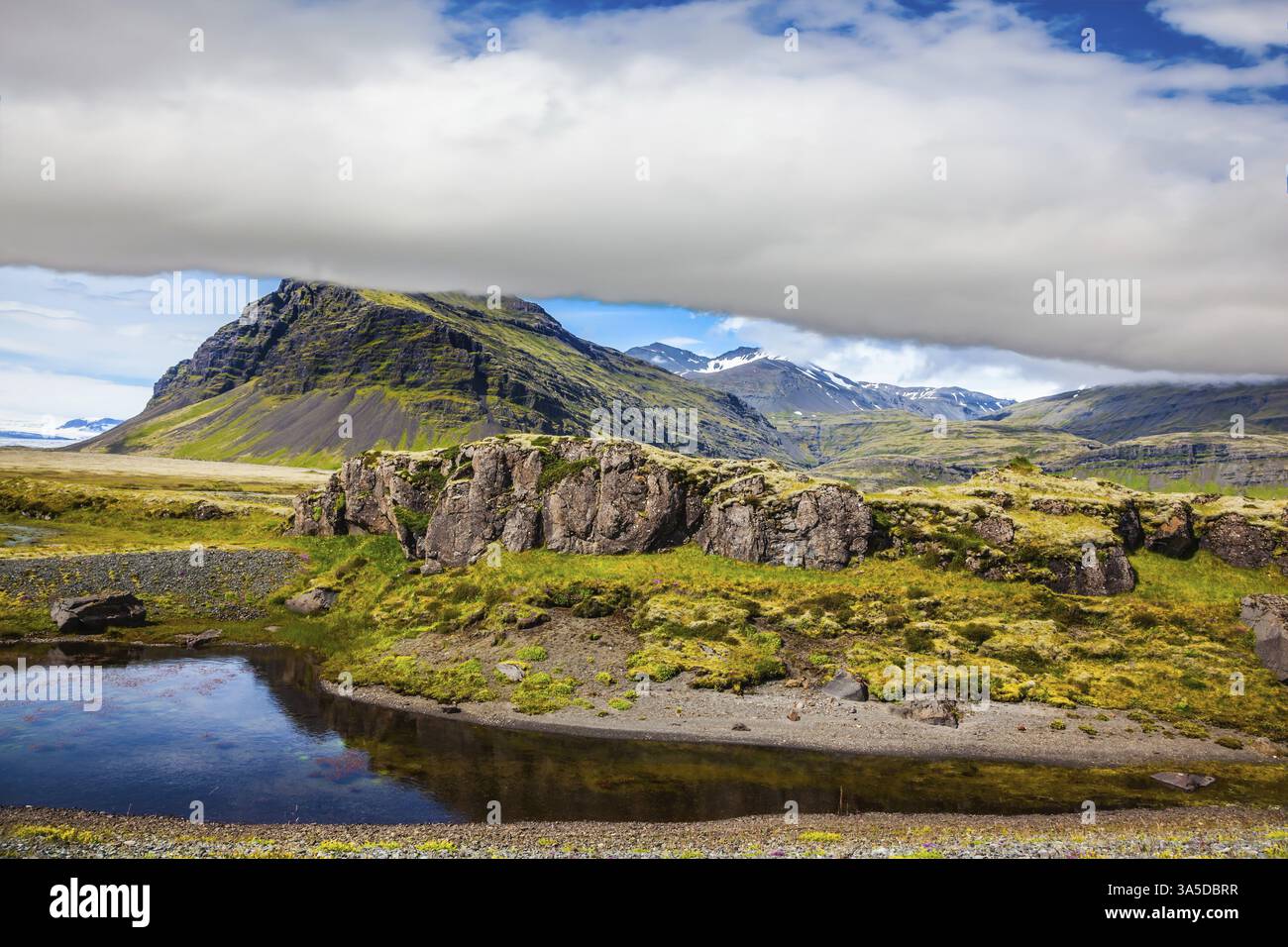 Summer tour in the Nordic countries. Tundra in Iceland. The concept of ...