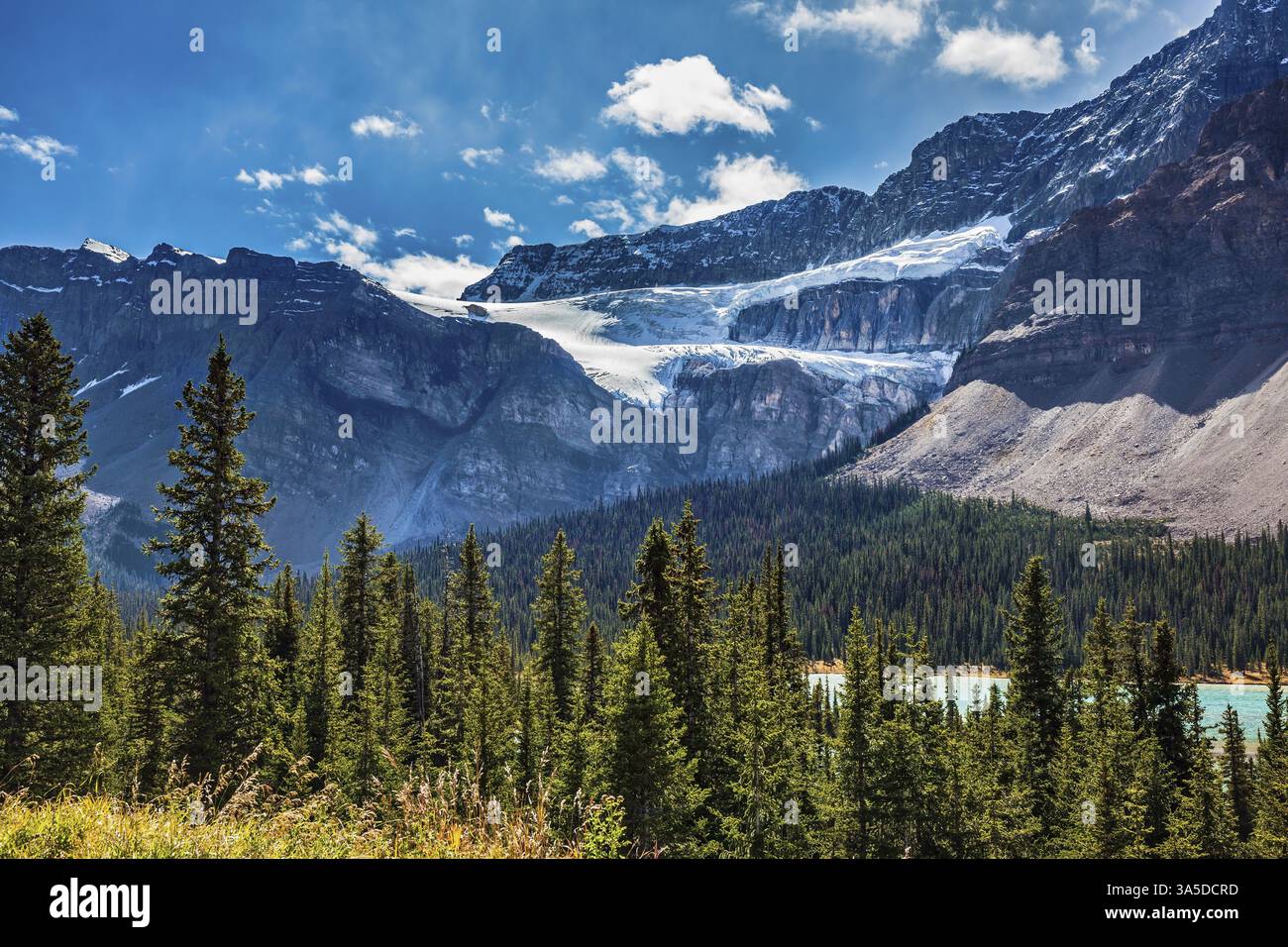 Canada, Alberta, Banff National Park. The famous Glacier Crowfoot over ...