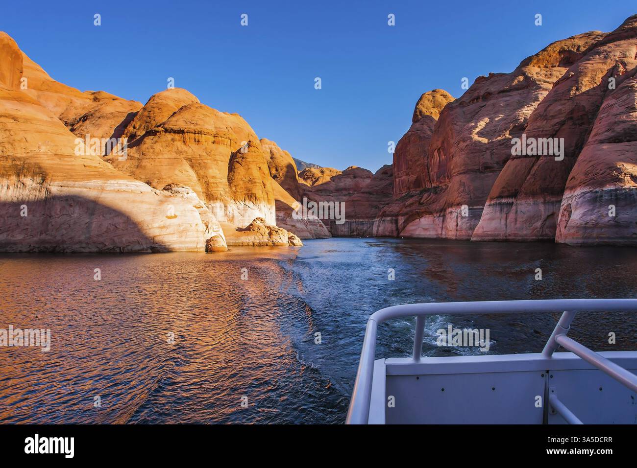 Antelope Canyon. Tour on a pleasure boat on an artificial reservoir Lake Powell. Grandiose ...
