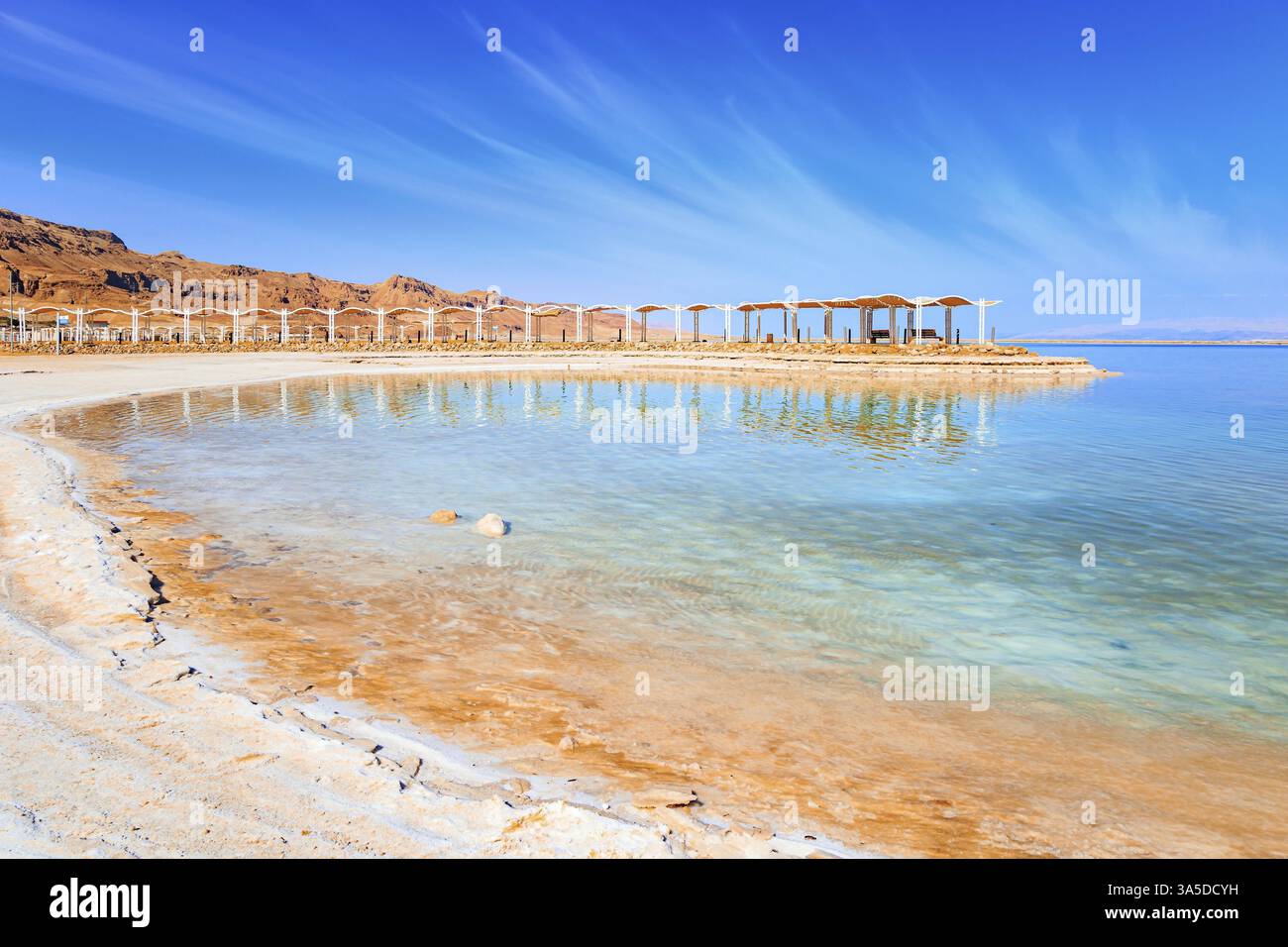 The Dead Sea is an endorheic, very salty lake in the Middle East. Coast ...