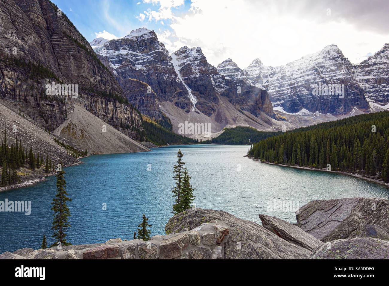 One of the most beautiful lakes in the world - Moraine Lake. Canadian Rockies. Banff Park ...