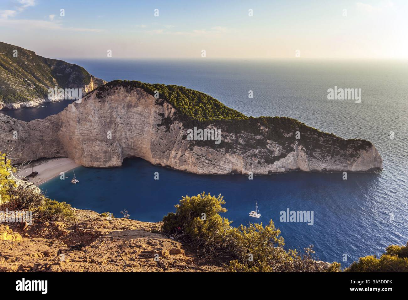 Greece. The magical island of Zakynthos. The cove with a small sandy ...