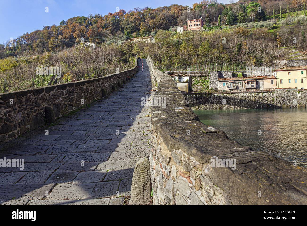 Picturesque stone bridge built a thousand years ago. Devil's Bridge ...