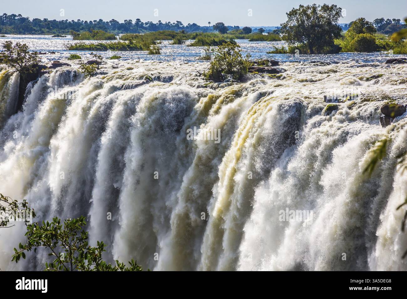 The famous Victoria Falls on the Zambezi River in South Africa. After ...