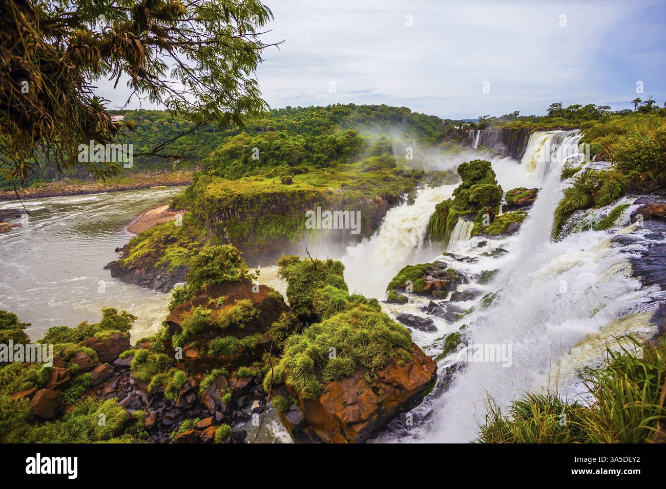 Powerful jets of the world famous waterfalls Iguazu. Travel to ...