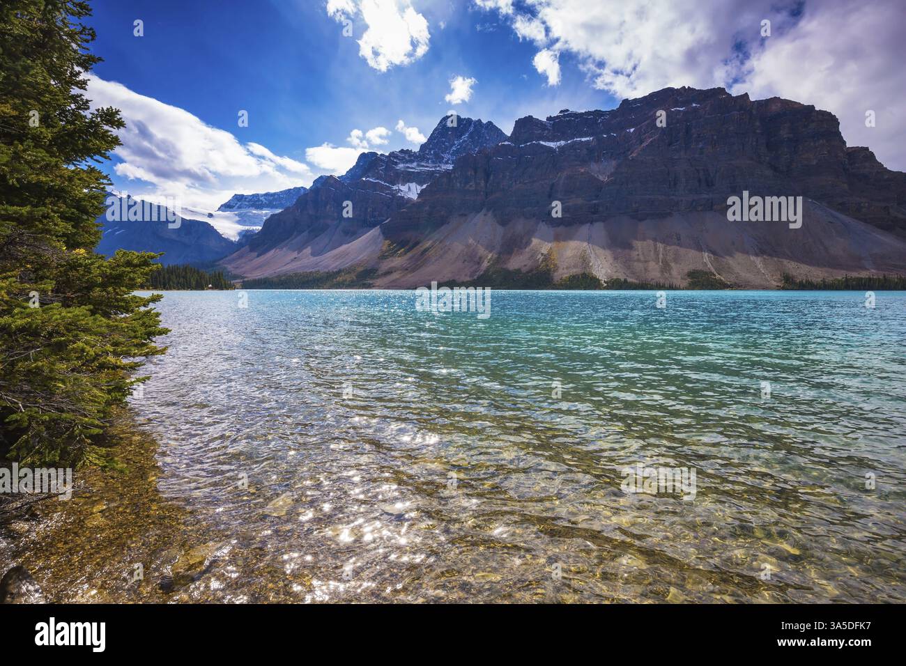 Canadian Rockies, National park Banff. The amazing mountain glacial Bow ...