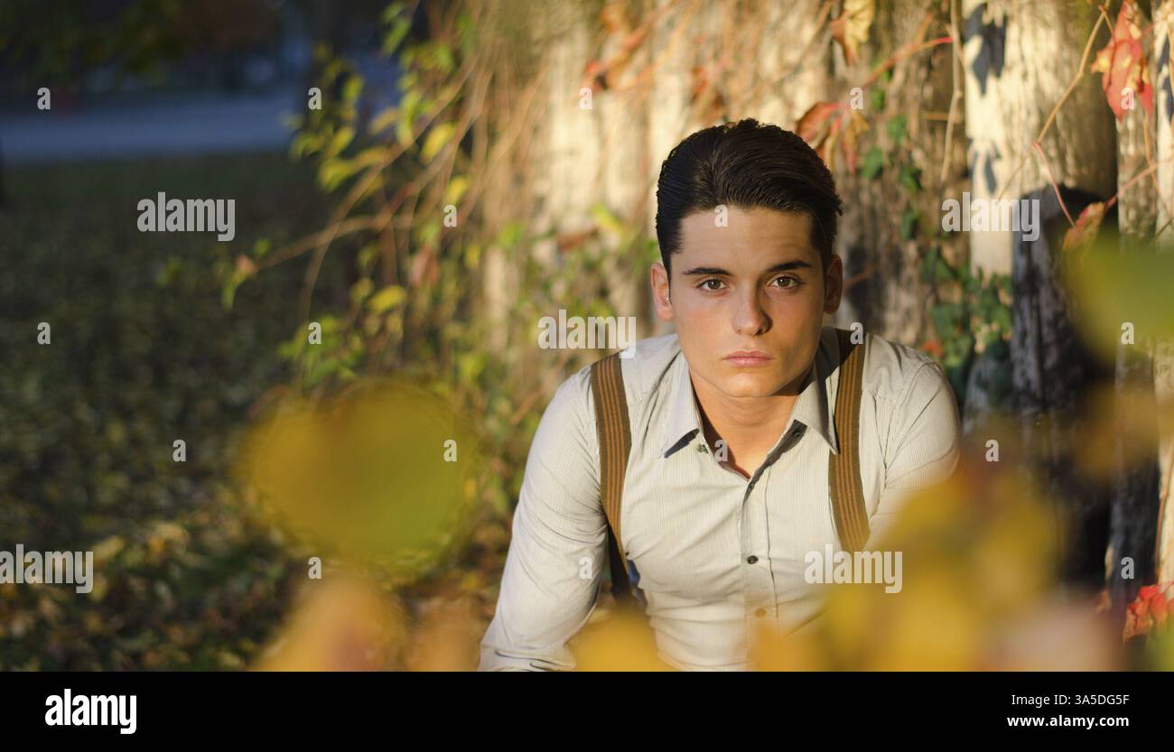 Attractive young male model outdoors in nature, fall setting Stock ...