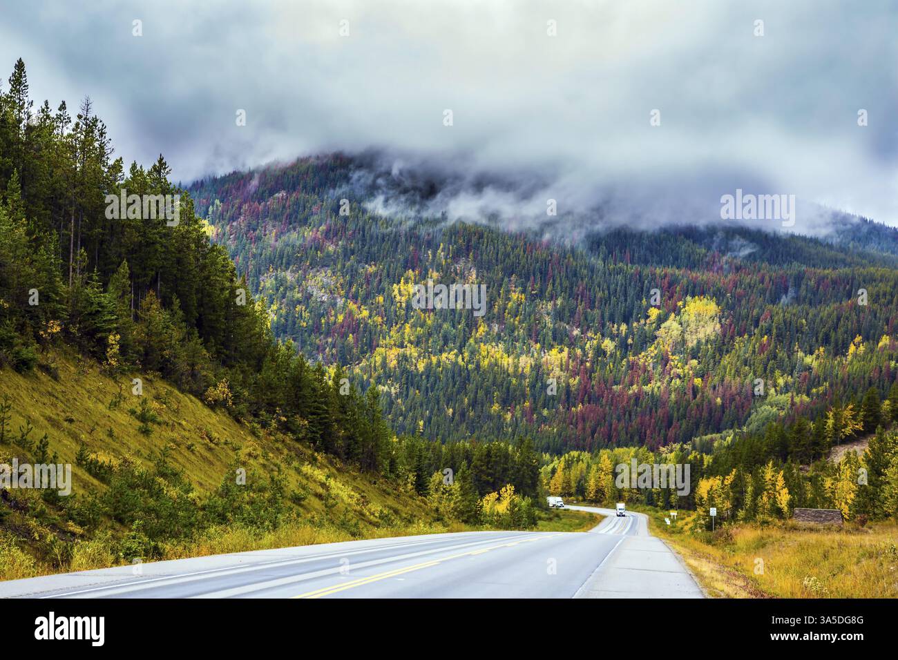 The grandiose nature of the Rockies of Canada. The magnificent road 93 ...