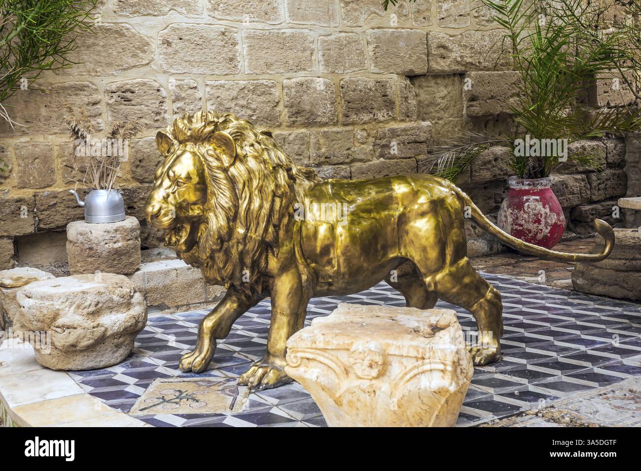 The symbol of the monastery is a lion. Gilded Lion Statue adorn the ...