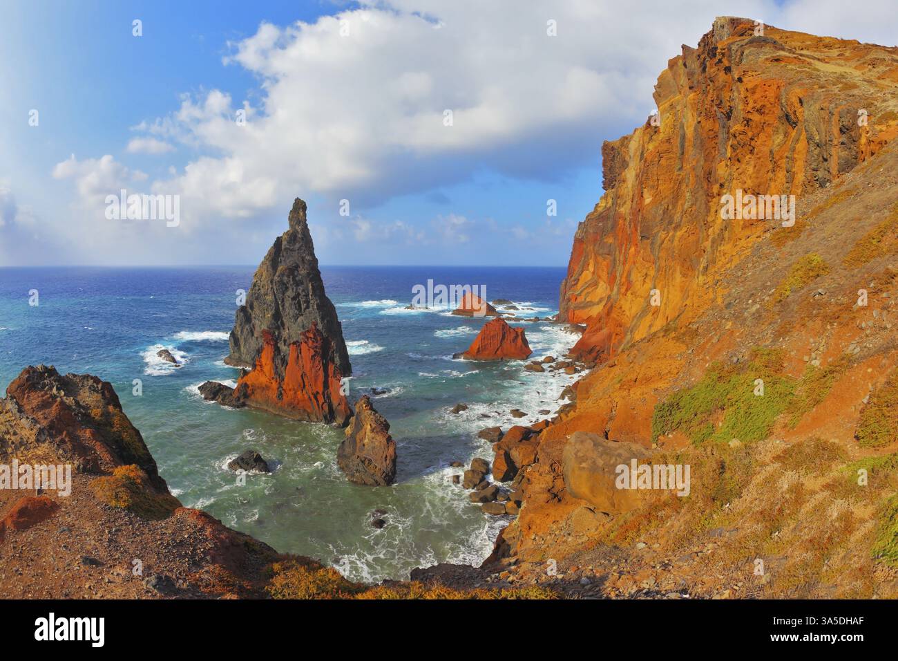 Pinnacles covered sunset. Eastern extremity of the island of Madeira in ...