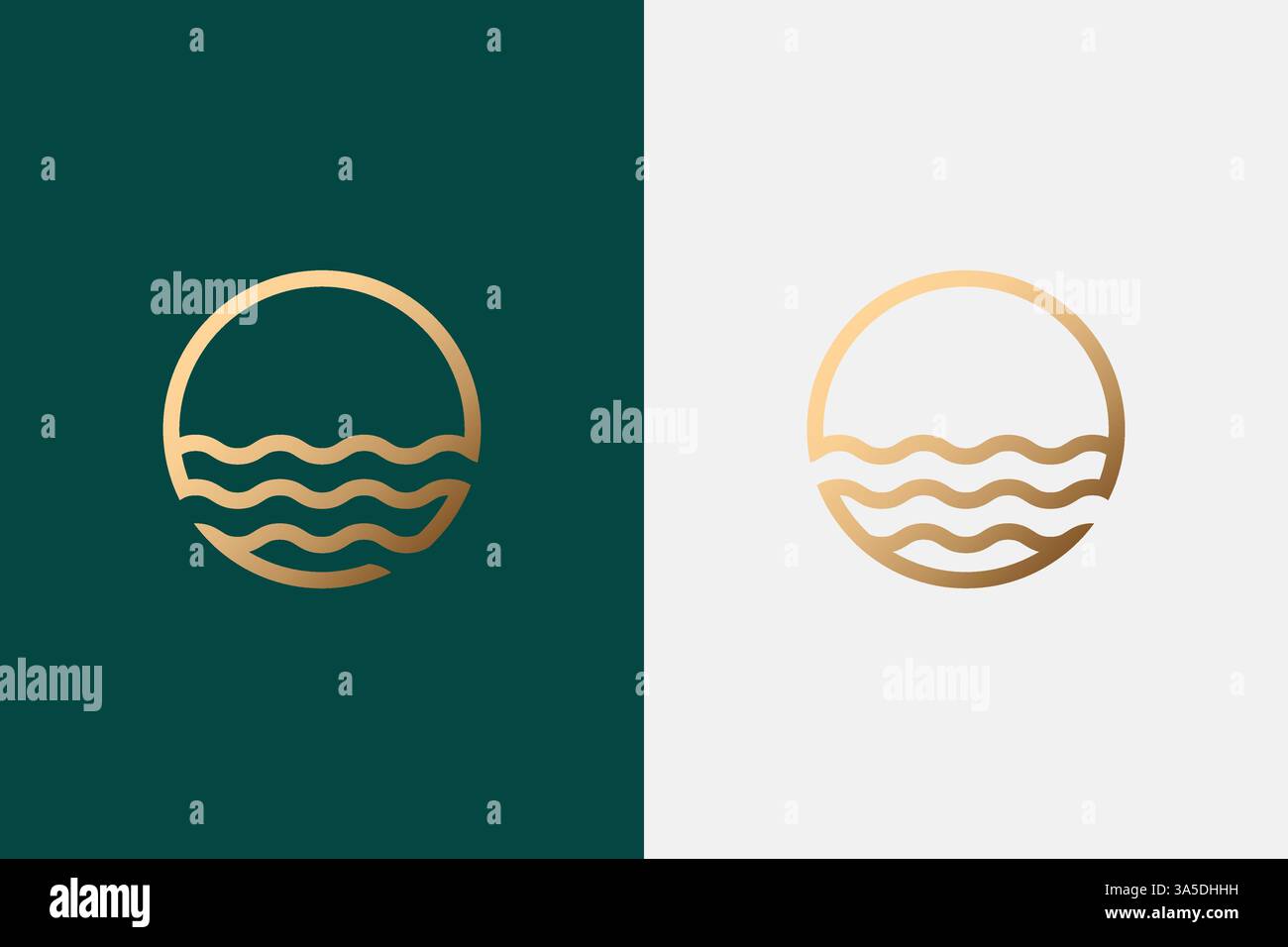 Linear Logo Luxury of Nature Flow Water Sea Ocean Lake River Stock ...