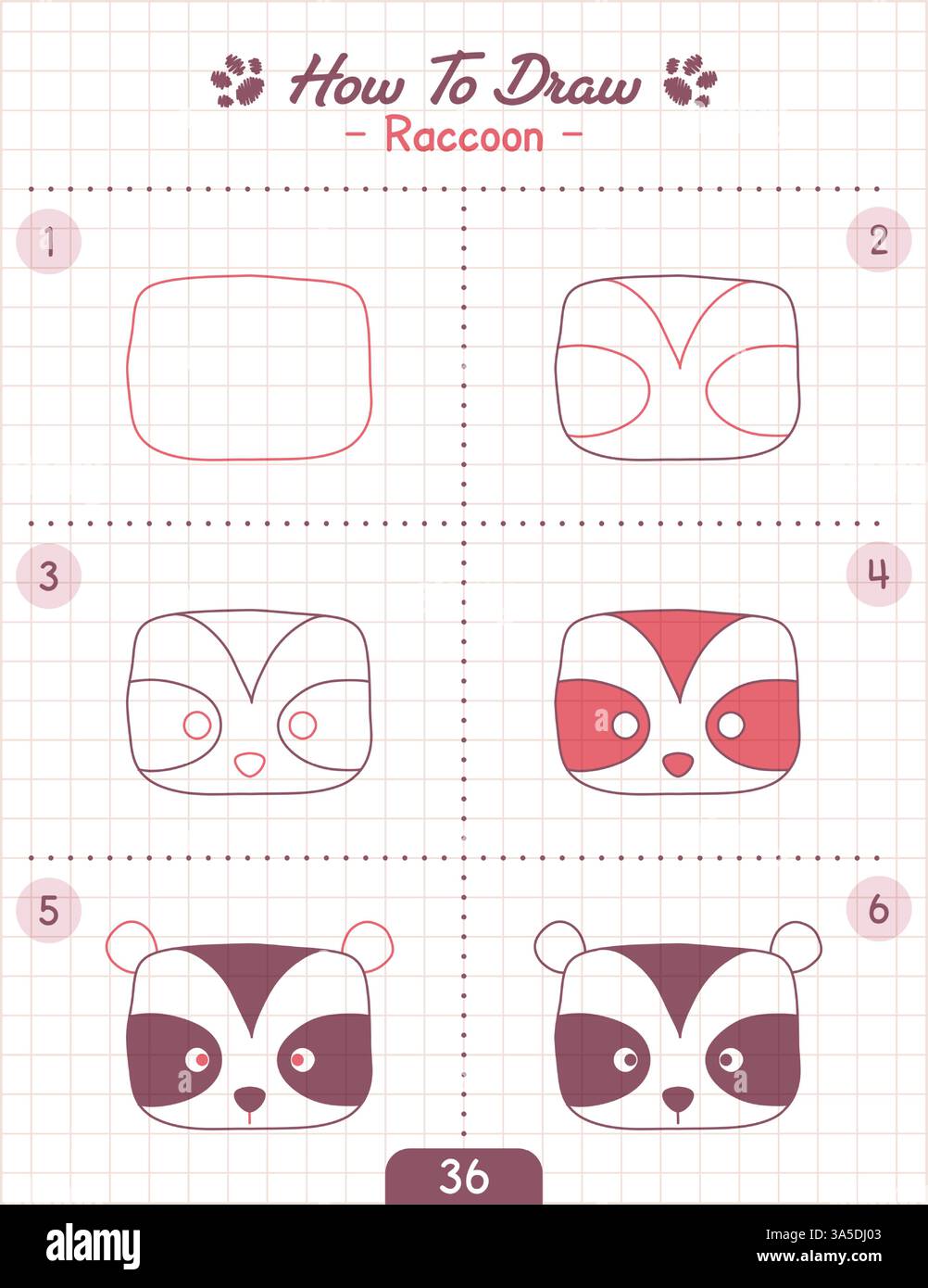 How to Draw Doodle Animal, Cartoon Character Step by Step Drawing Tutorial Stock Vector Image ...
