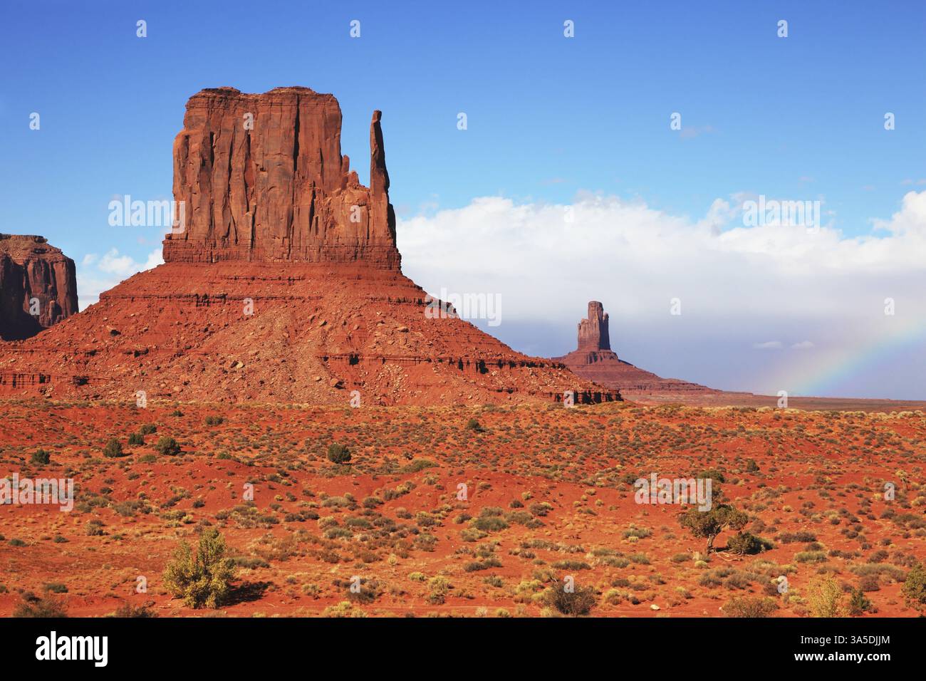 The famous cliffs Mittens in Monument Valley. Navajo Reservation in the U.S. Red Desert Stock ...