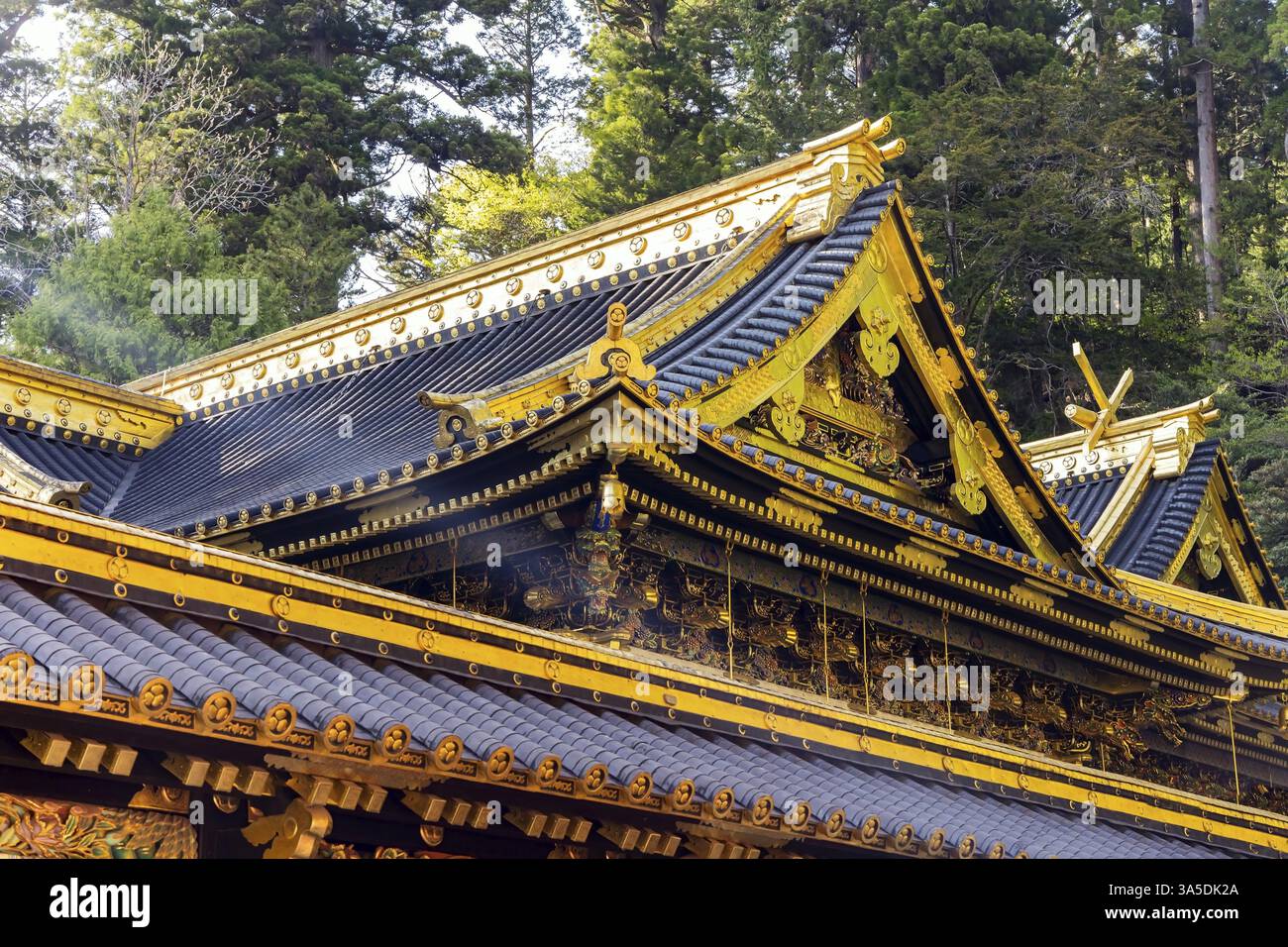 Magnificent ornate temple with gilded roof. Japan.The temple and shrine ...