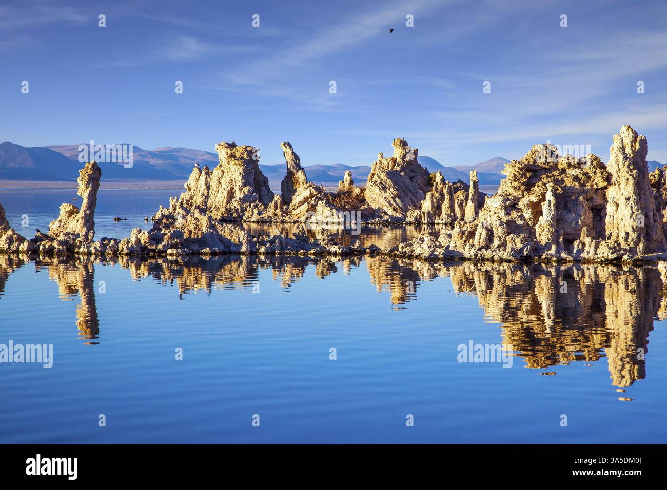 Magic sunrise on the lake. Mono Lake is a salt lake in California. Lime ...